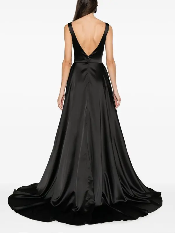 ATU BODY COUTURE V-back Satin Gown - Black