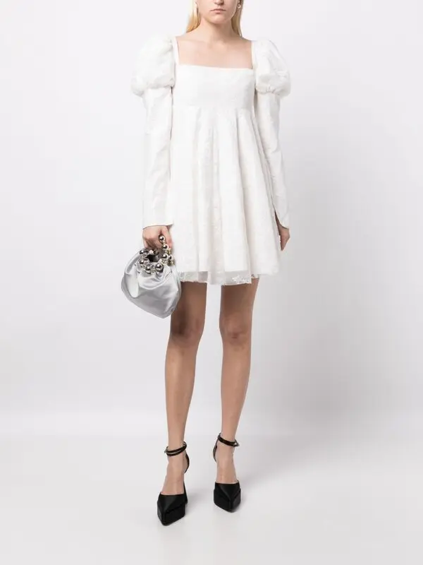 MACGRAW Romantic Juliet-sleeved Short Dress - White