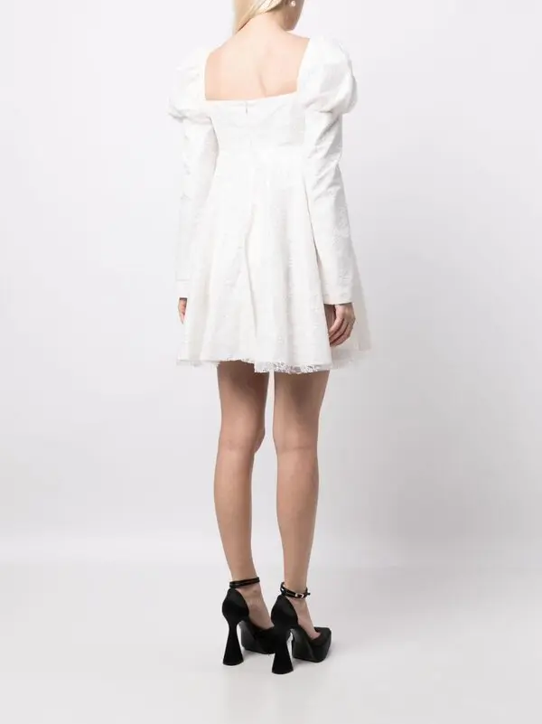 MACGRAW Romantic Juliet-sleeved Short Dress - White