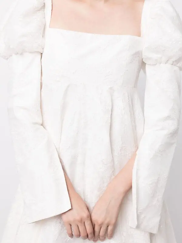 MACGRAW Romantic Juliet-sleeved Short Dress - White
