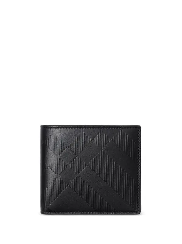 Burberry Embossed-check Leather Wallet - Black