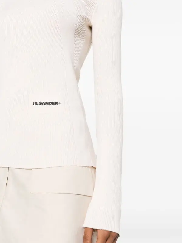 JIL SANDER Logo-patch Ribbed-knit Top