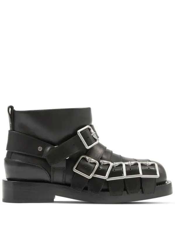 Burberry Buckled Leather Biker Boots