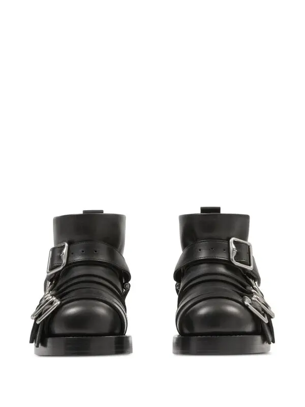 Burberry Buckled Leather Biker Boots