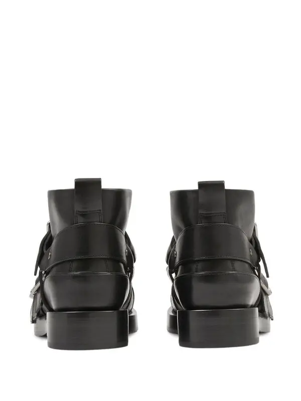 Burberry Buckled Leather Biker Boots