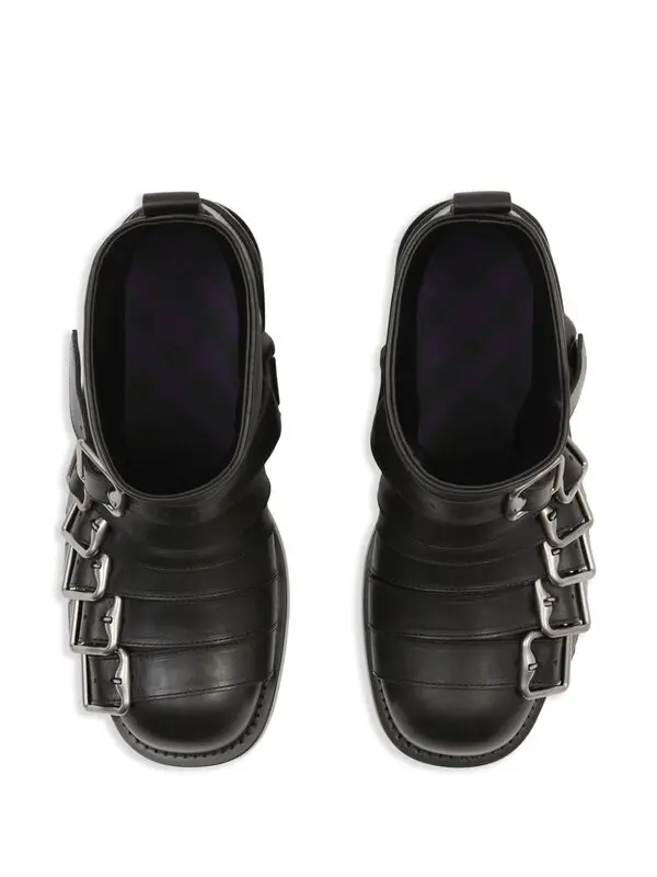 Burberry Buckled Leather Biker Boots