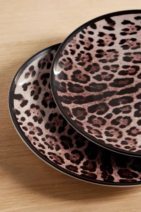 Dolce & Gabbana Set Of Two Leopard-print Porcelain Plates