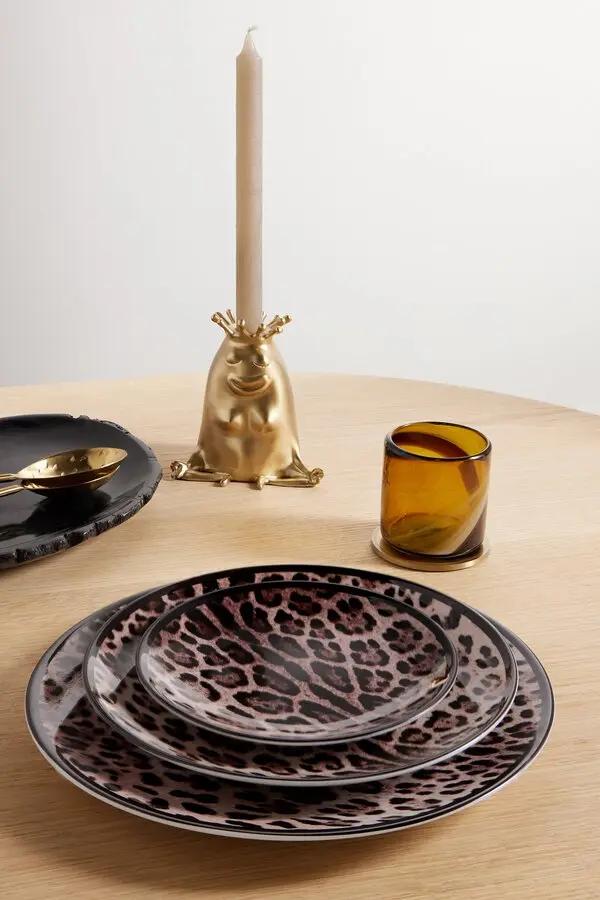Dolce & Gabbana Set Of Two Leopard-print Porcelain Plates