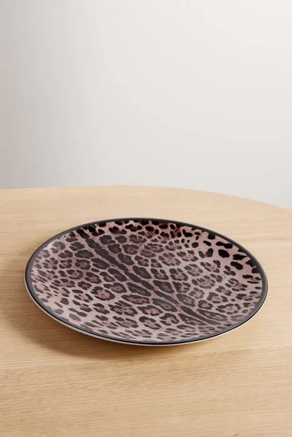 Dolce & Gabbana Leopard-print Porcelain Charger Plate - Brown