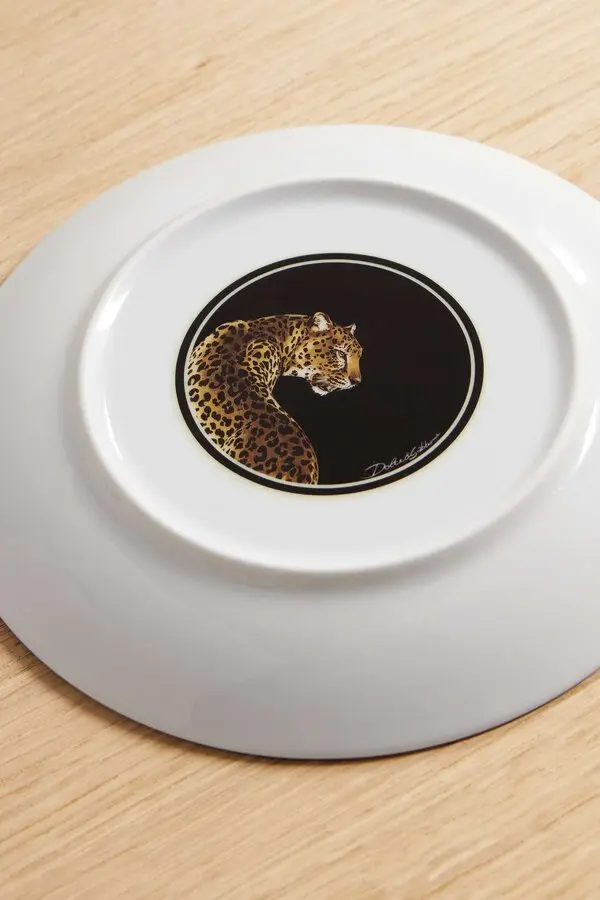 Dolce & Gabbana Set Of Two Leopard-print Porcelain Dinner Plates - Brown