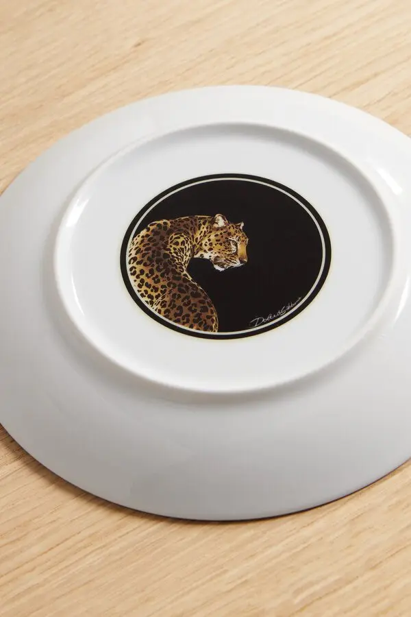 Dolce & Gabbana Set Of Two Leopard-print Porcelain Dinner Plates - Brown