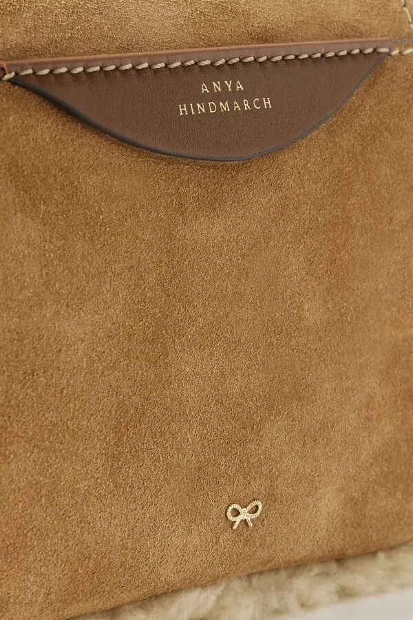 ANYA HINDMARCH Vere Shearling-trimmed Suede Shoulder Bag