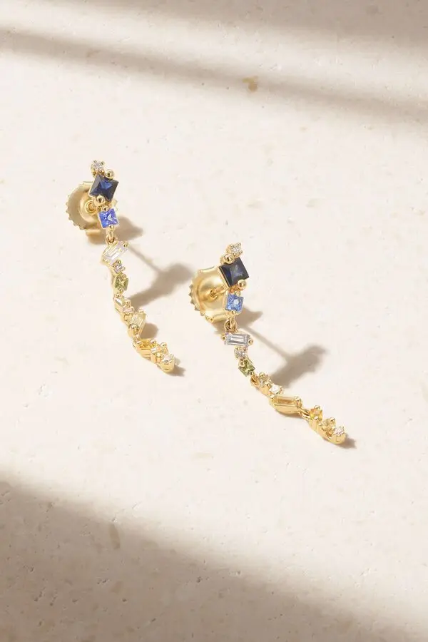 SUZANNE KALAN 18-karat Sapphire And Diamond Dangle Earrings - Gold