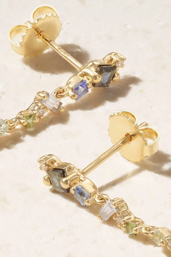 SUZANNE KALAN 18-karat Sapphire And Diamond Dangle Earrings