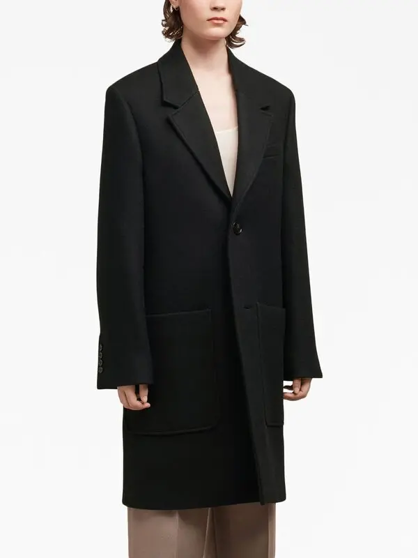 Ami Single-breasted Wool Coat - Black
