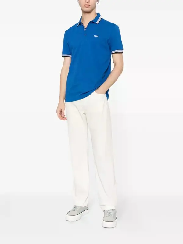 BOSS Striped-border Cotton Polo Shirt