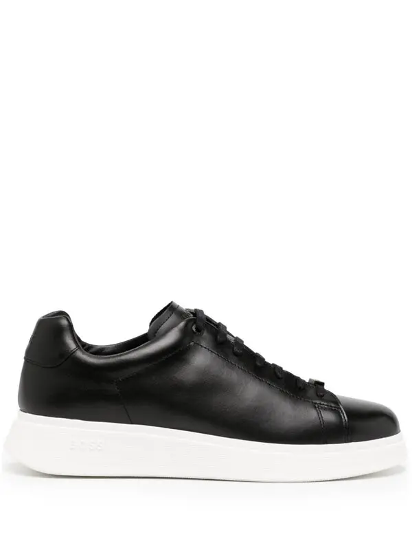 BOSS Lace-up Leather Sneakers - Black