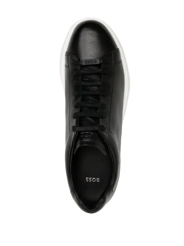 BOSS Lace-up Leather Sneakers - Black