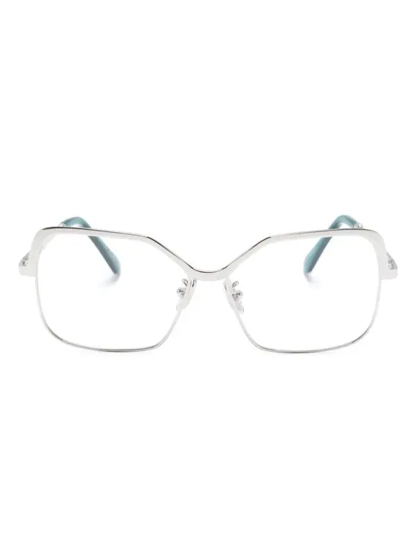 Marni Logo-debossed Square-frame Glasses - Silver