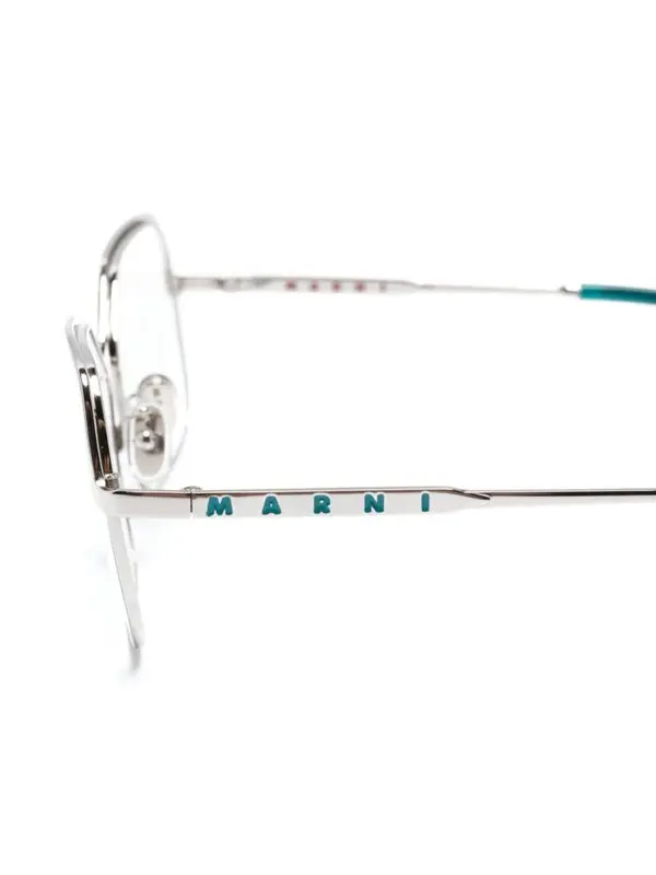 Marni Logo-debossed Square-frame Glasses - Silver