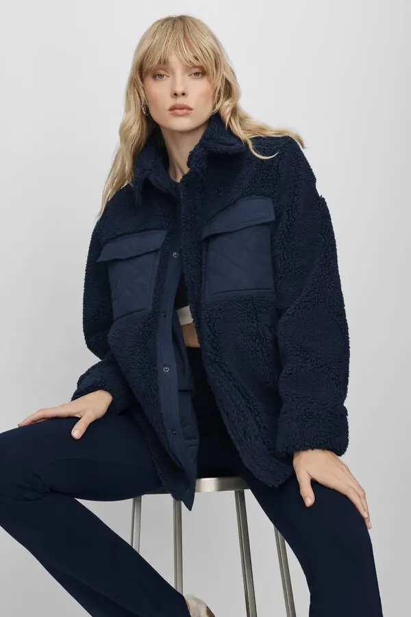 Alo Yoga Sherpa Edge Shacket Jacket - Navy