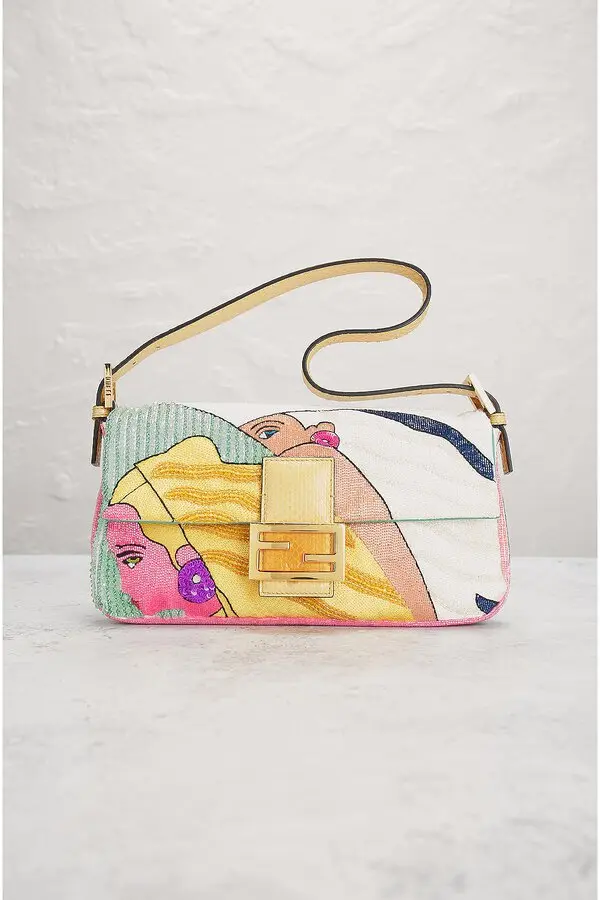 Fendi 1997 Beaded Baguette Shoulder Bag
