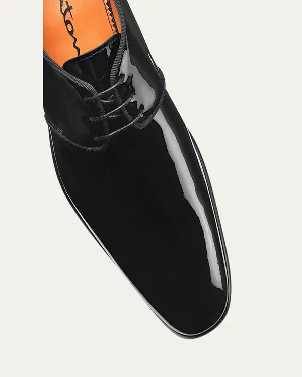 Santoni Isogram Patent Leather Derby Shoes