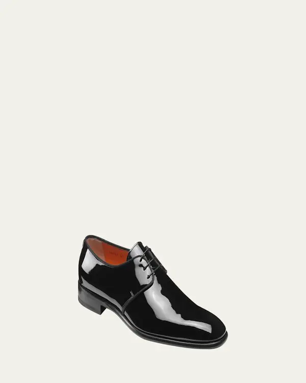 Santoni Isogram Patent Leather Derby Shoes