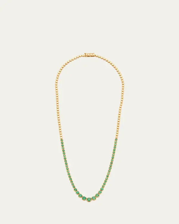JENNIFER MEYER Yellow Graduated Emerald Tennis Necklace - Gold