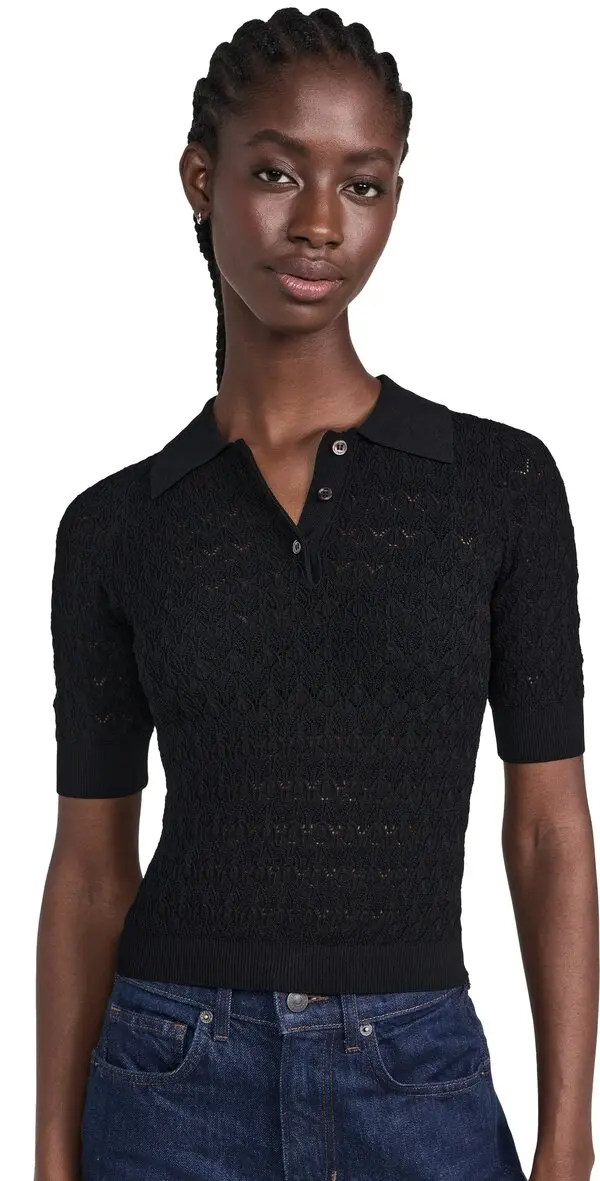 Sea Rue Fine Gauge Knit Polo Sweater
