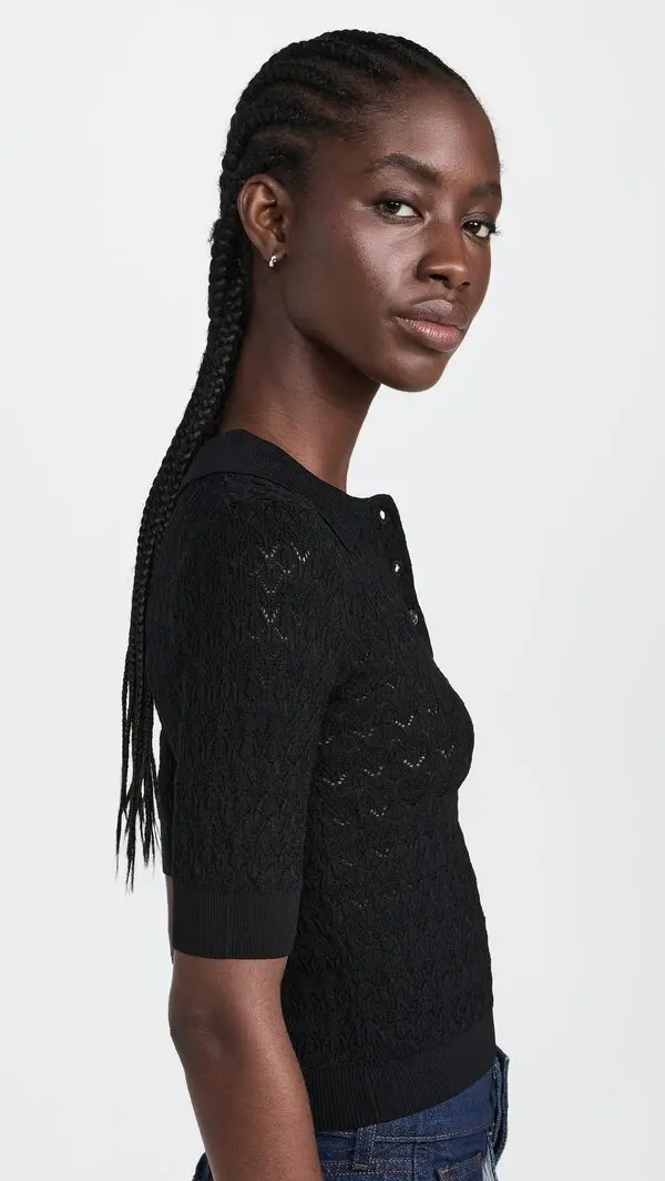 Sea Rue Fine Gauge Knit Polo Sweater