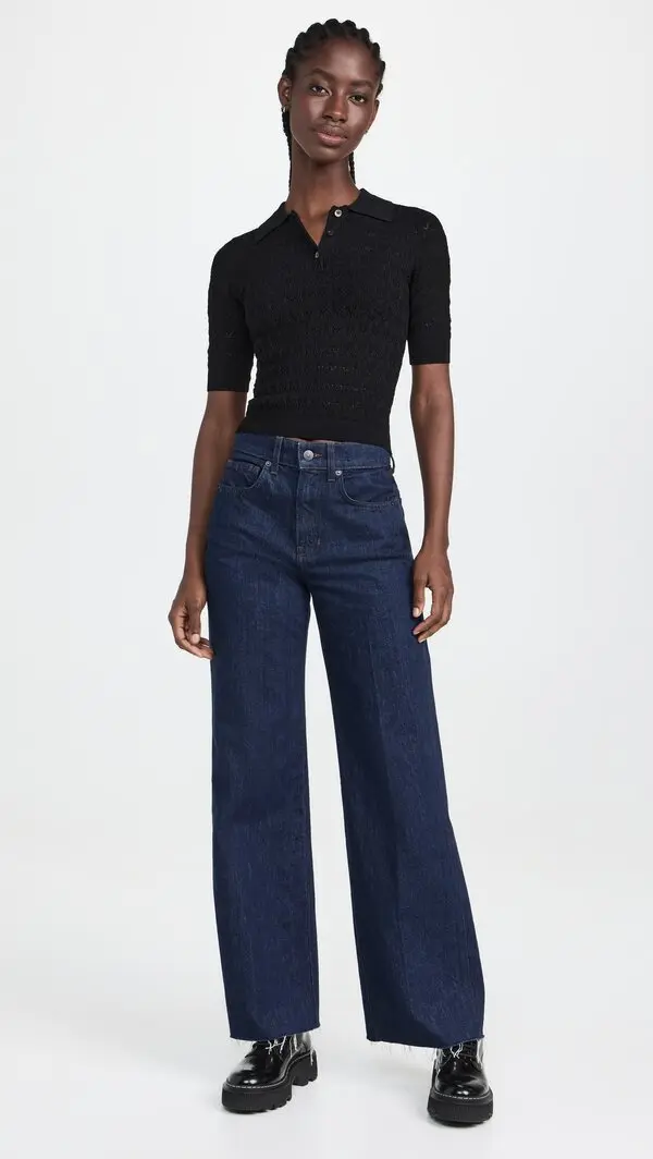 Sea Rue Fine Gauge Knit Polo Sweater
