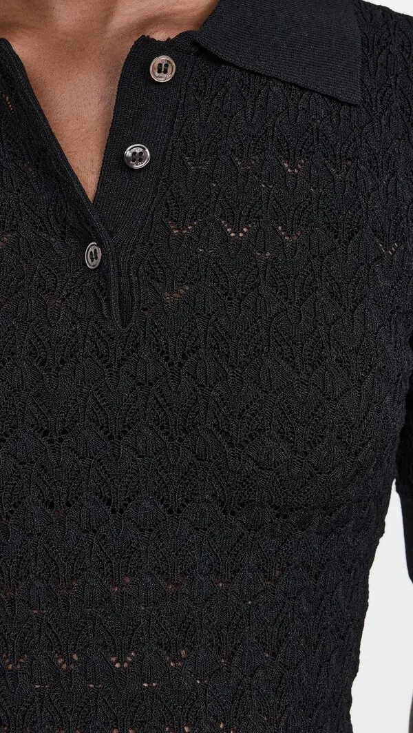 Sea Rue Fine Gauge Knit Polo Sweater