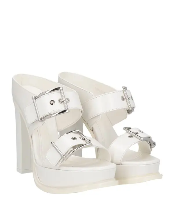 Alexander McQueen Leather Sandals With Buckle Fastening And Stiletto Heel - White