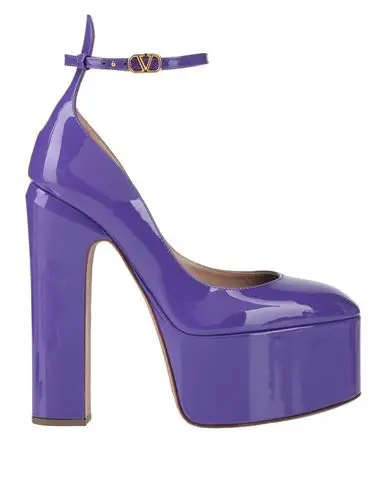 Valentino Garavani Leather Pumps With Ankle Strap - Purple