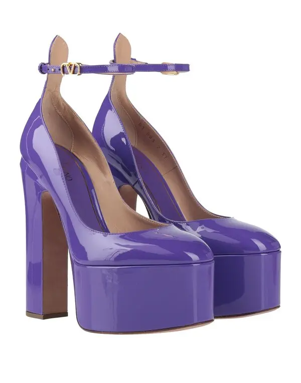 Valentino Garavani Leather Pumps With Ankle Strap - Purple