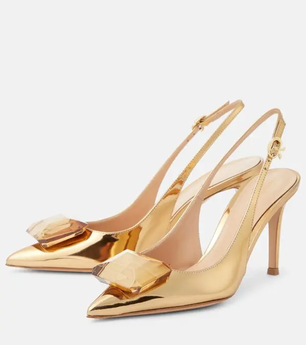 GIANVITO ROSSI Jaipur Metallic Slingback Pumps