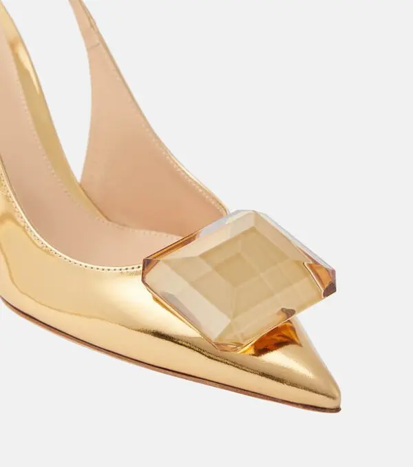 GIANVITO ROSSI Jaipur Metallic Slingback Pumps - Gold