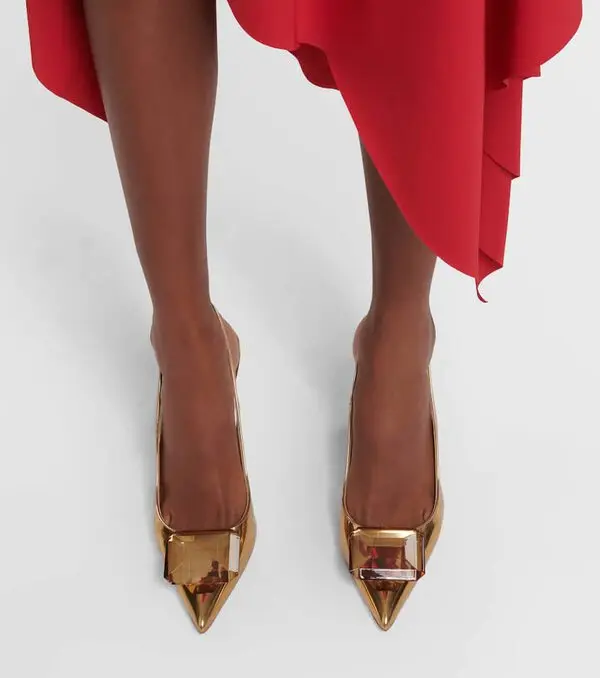 GIANVITO ROSSI Jaipur Metallic Slingback Pumps - Gold