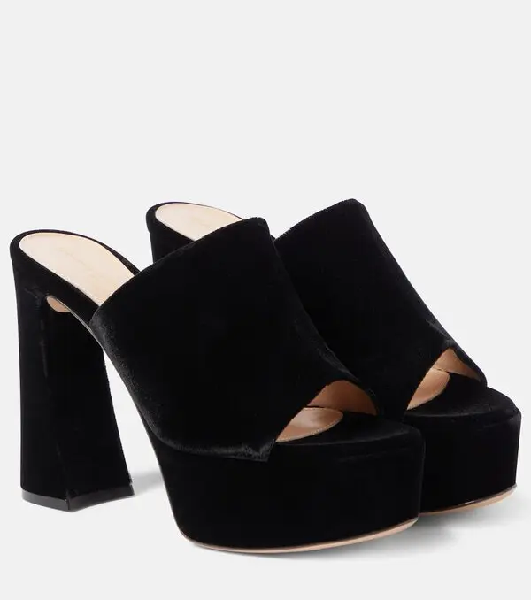 GIANVITO ROSSI Holly Velvet Platform Mules - Multicoloured