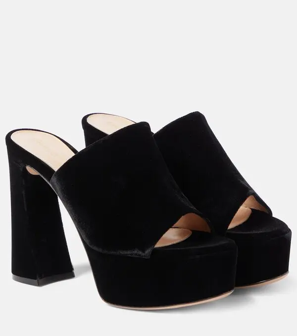 GIANVITO ROSSI Velvet Platform Mules - Multicoloured