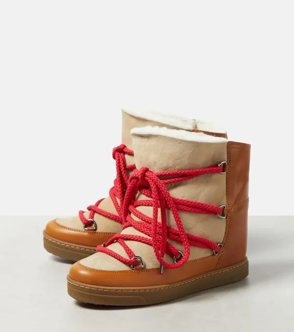Isabel Marant Nowles Leather Snow Boots - Brown