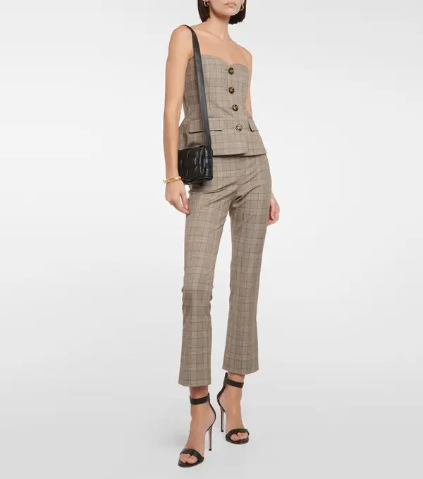 Veronica Beard Checked High-rise Slim Pants