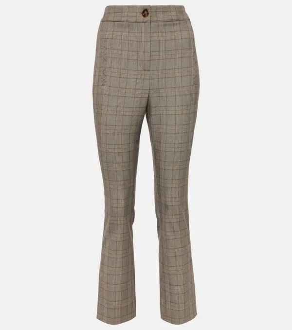 Veronica Beard Checked High-rise Slim Pants - Beige