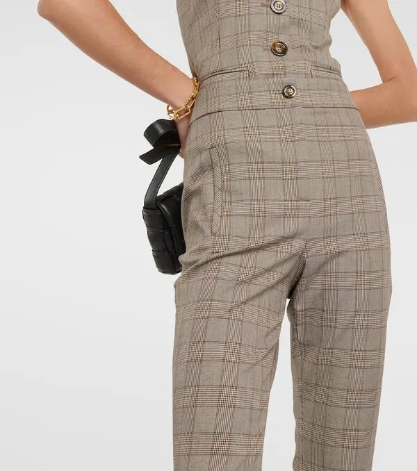 Veronica Beard Checked High-rise Slim Pants