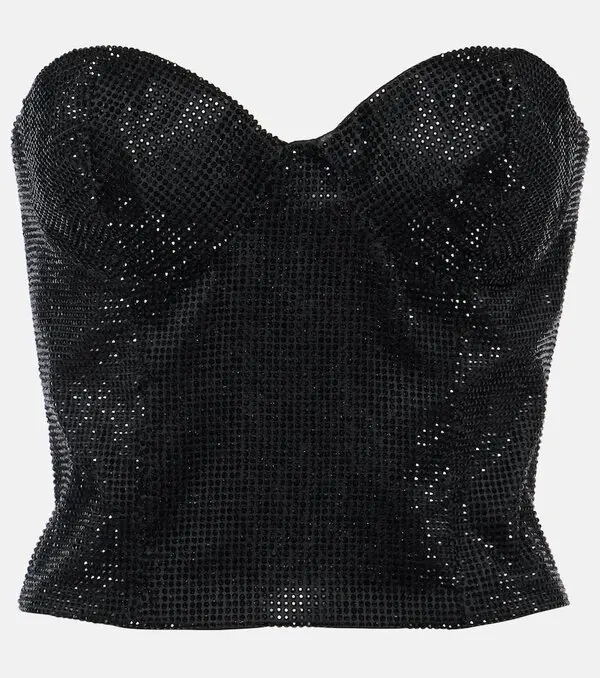 Costarellos Gabra Crystal-embellished Bustier Top - Black