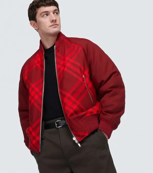 Burberry Check Wool-blend Bomber Jacket
