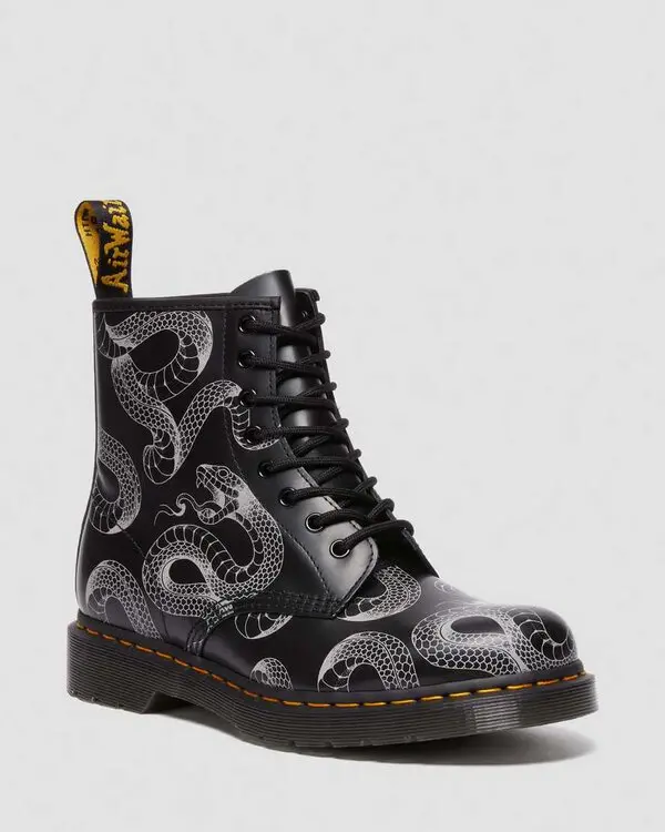 Dr. Martens 1460 Serpent Print Leather Lace Up Boots