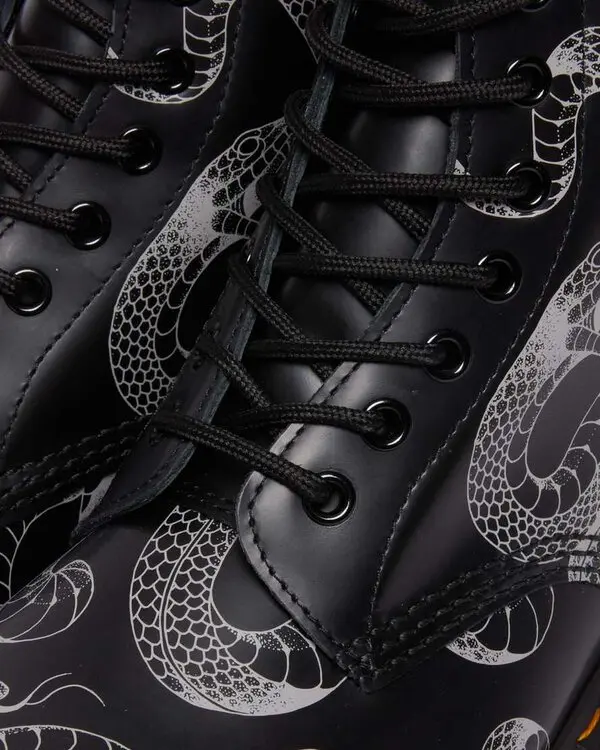 Dr. Martens 1460 Serpent Print Leather Lace Up Boots