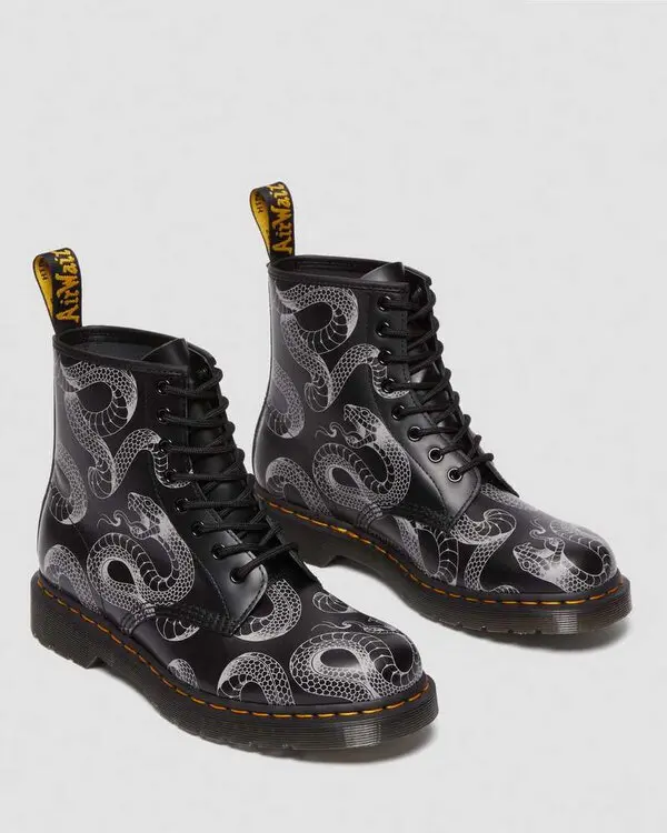 Dr. Martens 1460 Serpent Print Leather Lace Up Boots